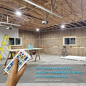 HYPERLITE 150W Smart High Bay LED Shop Lights 2pack, 140LM/W 5000K LED High Bay Lights with 1pack Remote Control & 2pack Motion Sensor, 120-277V High Bay LED Lighting for Garage Workshop Gym