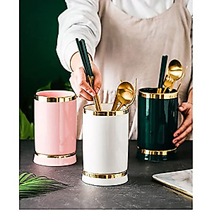 BAFAFA Kitchen Utensil Holder Ceramic Chopstick Holder Household Chopsticks Storage Box Kitchen Drain Storage Racks (Color : White)