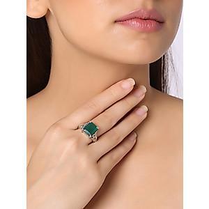 YoTreasure Green Onyx Solid 925 Sterling Silver Filigree Ring Jewelry