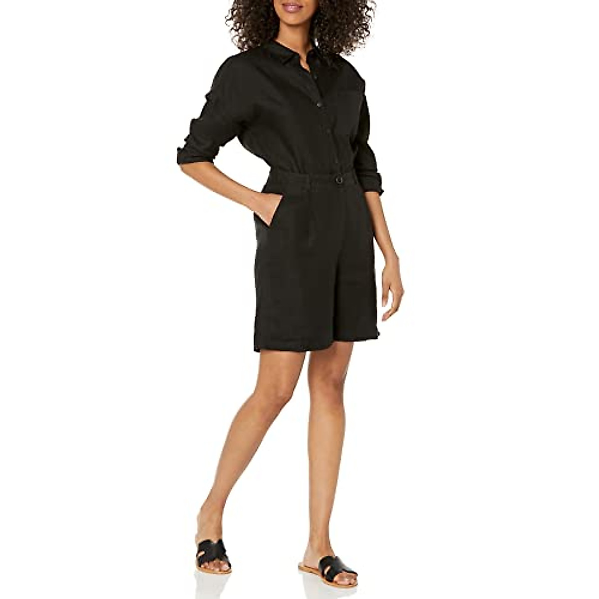 The Drop Women's Millie Pleated Long Walk Short- 7" Inseam, Black, L