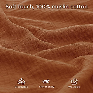 UBBCARE Muslin Crib Sheets for Boys and Girls, 28 X 52 Inches Cotton Fitted Baby Crib Sheet for Standard Crib and Toddler Mattresses, Ultra-Soft and Hypoallergenic Neutral Nursery Sheets - Brown