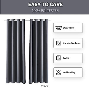 DIVA EN CAMINO DEC Outdoor Patio Curtain Waterproof Darkening Thermal Insulated Indoor Curtains for Bedroom, Porch, Living Room, Pergola, Cabana, W52 x L95, Gray, Set of 2 Panels