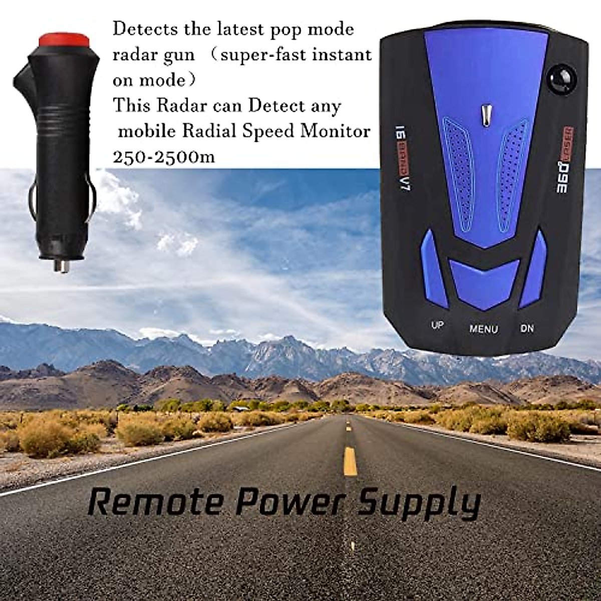 New Radar Detector, Driving Aids with Mute Memory, City/Highway Mode, Long Range Detection, Led Display, Ideal Gift for Cars （Blue）