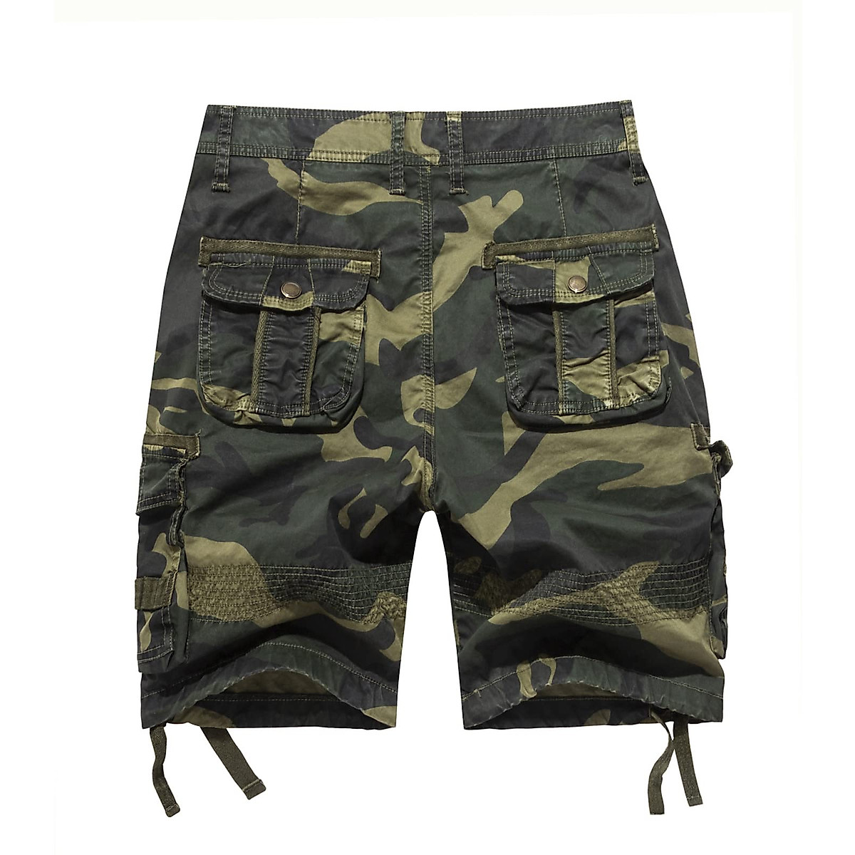 FOURSTEEDS Women Camouflage Cargo Shorts Athletic Cotton Multi-pocket Capri Casual Summer Shorts Army Green Camo US 16