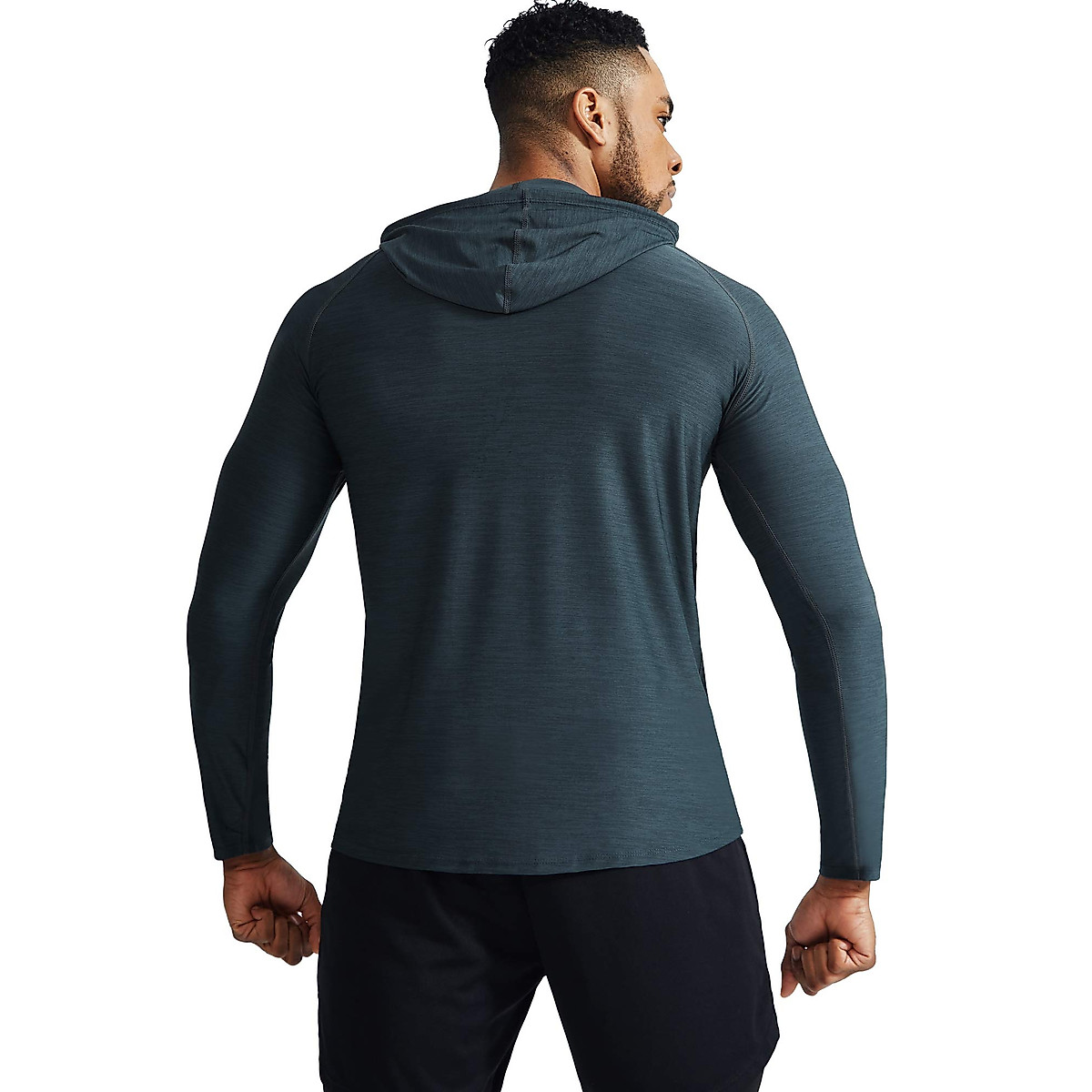 NELEUS Men's 2 Pack Dry Fit Running Shirt Long Sleeve Workout Athletic Shirts with Hoods,5071 Slate Grey,Dark Grey,US XL,EU 2XL