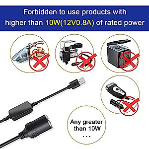 TEHUS USB to 12V DC Power Adapter - USB 5V A Male to 12V Car Cigarette Lighter Socket Power Converter for Driving Recorder DVR Dash Camera GPS(10W 0.8A Max) (0.3M/11.8in)