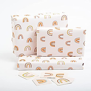 Central 23-6 Wrapping Paper Sheets - Pastel Rainbows - Birthday Gift Wrap for Women Girls Kids - Easter Paper - Baby Shower - Eco and Made in the UK