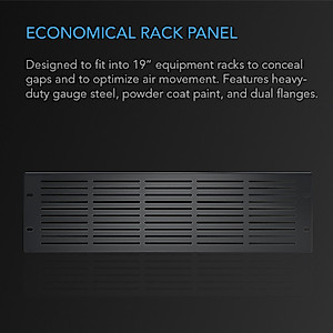 AC Infinity Rack Panel Accessory Vented 3U Space for 19" Rackmount, Heavy-Duty 3mm Gauge Steel, Black