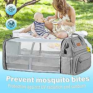 Fandiar Diaper Bag Backpack, Diaper Bag with Changing Station Baby Diaper Bags for Boys Girls Portable Large Capacity Waterproof Mommy Bag Bassinet Travel Backpack, Baby Shower Gifts