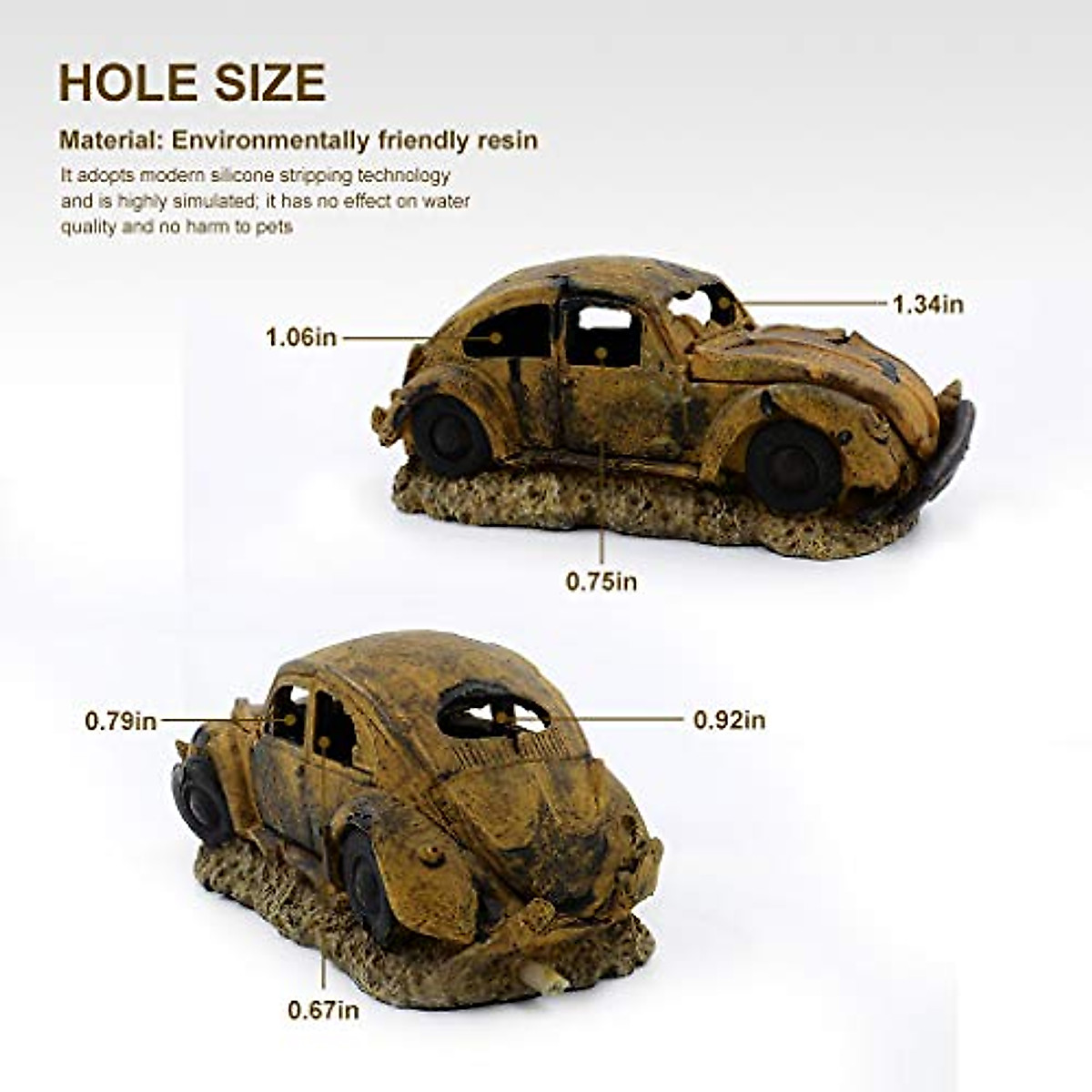 Boxtech Decorations for Aquarium, Aquarium Resin Ornament Decorations, Imitation Car Wreck for Air Bubble Stone Oxygen Pump Fish Tank