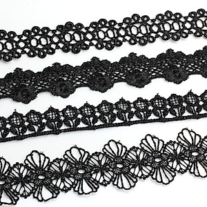 MILAKOO 8 Pcs Women Black Lace Choker 1.2" Width Necklace for Women Best Gifts