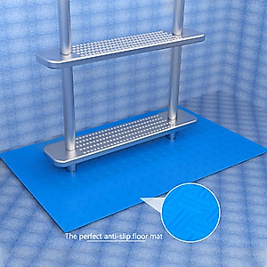 DECOHS 16" x 36" Pool Ladder Mat-Large Swimming Pool Step Mat with Non-Slip Texture-Protective Ladder Pad for Above Ground Pools Liner and Stairs (Stripe)