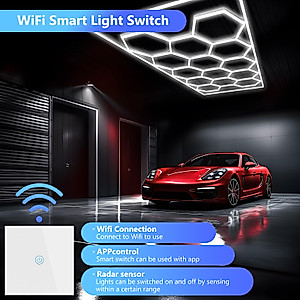 ALLYES Hexagon Ceiling LED Light - Hexagon Garage Light 552W 66240LM High Brightness, 3000K/4500K/6500K Adjustable with WiFi Smart Switch, Aluminum Hex Grids Lights for Car Dealer, Shop, Gym