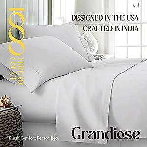 Mayfair Linen 100% Egyptian Cotton Sheets Set Queen - 1000 High Thread Count, Luxury 5-Star Hotel 4 PC Sateen Bed Sheets Queen Size, Soft, Breathable Extra Long Staple 16" Deep Pocket Sheets - Silver