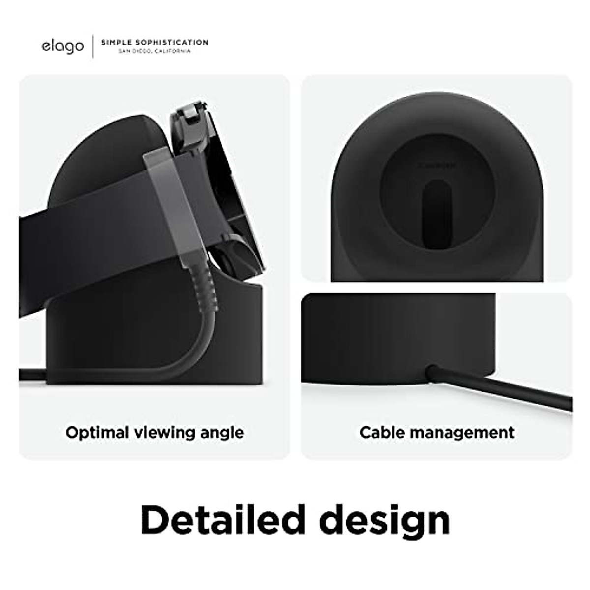 elago GW2 Stand Compatible with Samsung Galaxy Watch 6 Series / 5 Charger Stand (40, 44mm) / 5 Pro Charger Stand (45mm) 2022-2023 - [Black] [Charging Cable Not Included]