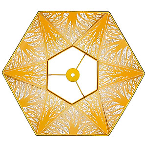 Medium Modern Style Lamp Shades with Multiple Sides, ALUCSET Metal Lampshade with Pattern of Trees for Table Lamp and Floor Light, 7 x 13.8 x 9.5 Inch, Spider (Black/Gold)