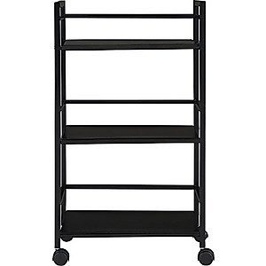 Ameriwood Home Marshall 3 Shelf Metal Rolling Utility Cart, Black