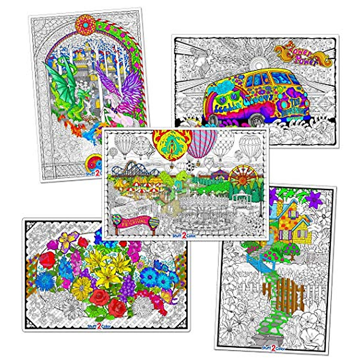 Giant Coloring Poster 5 Pack - Big 32.5 x 22 Inch Line Art Coloring Posters (Original Edition) - Great for Family Time, Kids, Classrooms, Care Facilities, Arts and Crafts Projects, and Group Activities