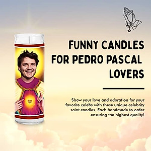 Pedro Pascal Celebrity Prayer Candle - Pablo Funny Saint Candles - Narco Votive Candle - 100% Handmade in US - Funny Celeb Novelty Last TV Show Movie Gift