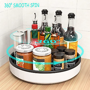 SUPPHOUS 12 Inch Non-Skid Lazy Susan Organizer, 360 Degree Sturdy Lazy Susan Turntable for Cabinet,Table, Fridge, Countertop, Dining Table,Under Sink Organizing, Spice Rack (Black White)