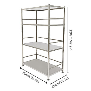 4 Tier Metal Storage Shelves Stainless Steel Storage Racks and Shelving Heavy Duty Metal Shelf Storage Organizer Rack for Kitchen, Garage, Home, Office, Garden