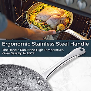 KOCH SYSTEME CS 8"+11" Premium Nonstick granite stone Frying Pan Sets, Gray Nonstick Frying Pan Sets with Lids, Aluminum Pan for Effortless Cooking, Kitchen Cookware Sets Compatible for all Stoves