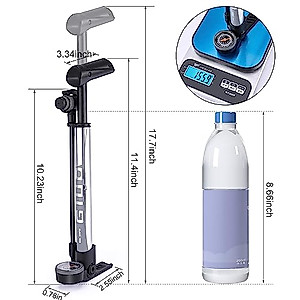 Mini Bike Pump with Gauge - Portable Bicycle Tire Pump - 120 PSI Bike Air Pump fits Presta & Schrader & Dunlop Valve - Road MTB Bike Pump Comes with Mounting Bracket (Black Grey) (Silver)