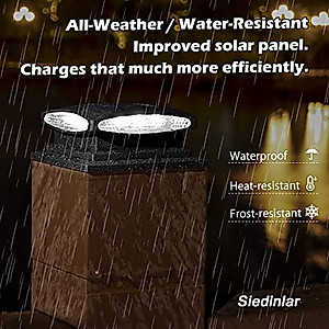 Siedinlar Solar Post Cap Lights Outdoor, 2 Modes 24 LED Solar Powered Fence Deck Light for 4x4 5x5 6x6 Posts Garden Patio Decoration Warm White & Cool White, Black (2 Pack)