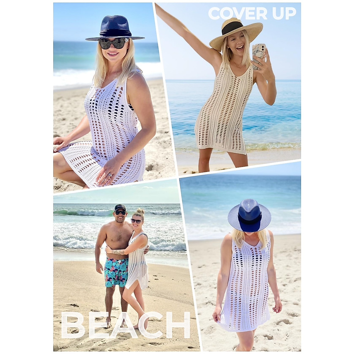 Sulozom Women Swimsuits Cover Ups Crochet Bathing Suit Tassel Bikini Coverup Beach Swimwear White S