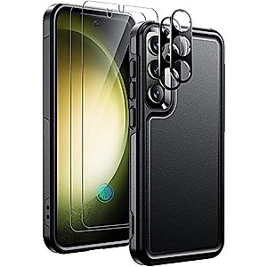 Red2Fire Designed for Samsung Galaxy S23 Plus Case, 2X[9H Tempered Glass Screen Protector + HD Camera Lens Protector][Military Grade Drop-Proof] Dual Layer Heavy Duty Shockproof Case-Black