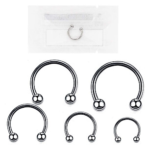 WARRIOR Piercing Horseshoe Surgical Steel 316L Circular/Curved Barbell 8 mm for Septum Earring Nose Body Piercing 16G(1.2mm) with Two 3mm Balls PYS-001