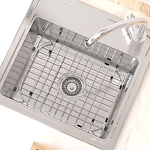 SANNO Kitchen Sink Grate Stainless Steel Sink Protector for Kitchen Sink, Grid Sink Protector Kitchen Sink Rack for Bottom of Sink,Center Drain,18" L X 13.4" W