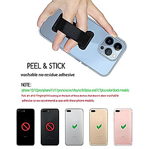 WUOJI - Finger Strap Phone Holder - Ultra Thin Anti-Slip Universal Cell Phone Grips Band Holder for Back of Phone - 2Pack(Black)