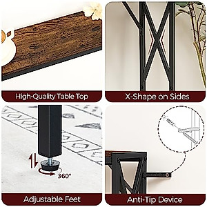 MAHANCRIS Sofa Table with Charging Station, 39.4” Console Table, Narrow Entryway Table, Slim Hallway Table, Retro Couch Table, for Entrance, Foyer, Living Room, Hallway, Rustic Brown CTHR151E01