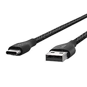 Belkin DuraTek Plus USB-C to USB-A Cable with Strap (Ultra-Strong USB to USB-C Cable/USB Type-C), Black, 6'/1.8m