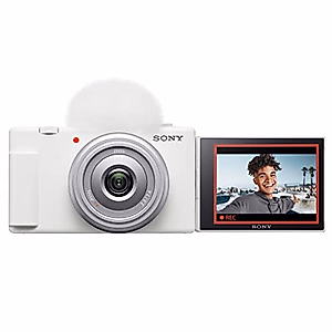 Sony ZV-1F Vlogging Camera, White with ACCVC1 Vlogger Accessory Kit
