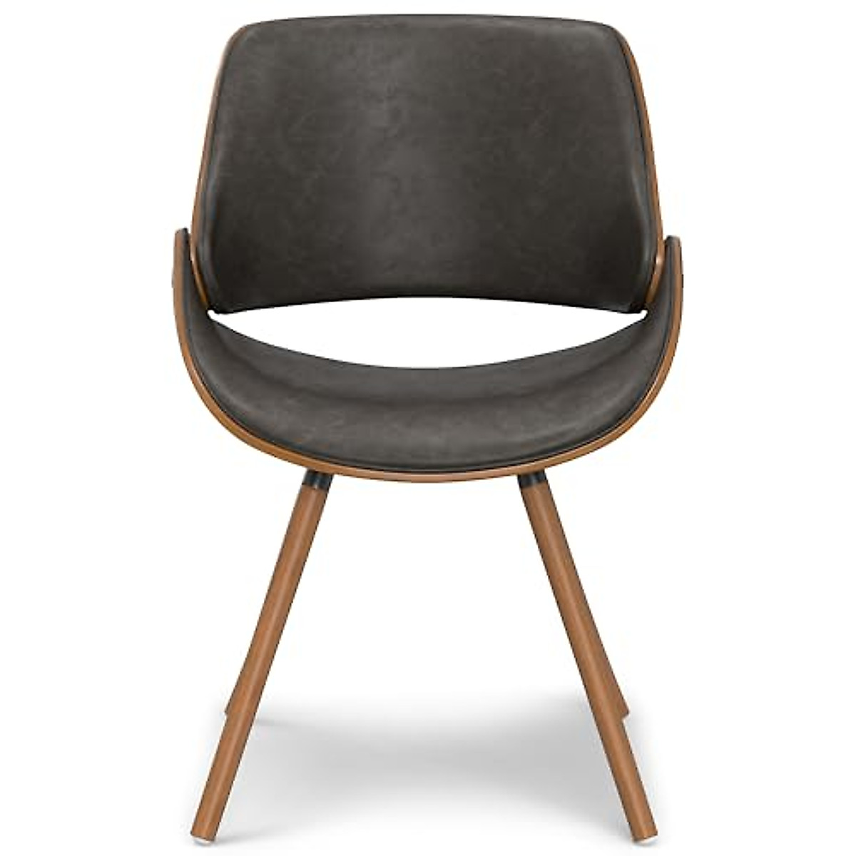 SIMPLIHOME Malden Dining Chair in Distressed Brown Vegan Leather, 22.8" W x 20.9" D x 30.9" H, Mid-Century Modern Wood Back Chair for Dining Room