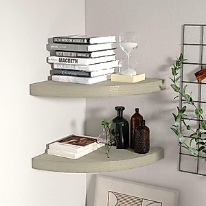 MINERWALL Wall Shelves & Ledges Floating Corner Shelves 2 pcs Oak 13.8"x13.8"x1.5" MDF,Convenient Installation ensures Quick and hasslefree Setup. Home Décor