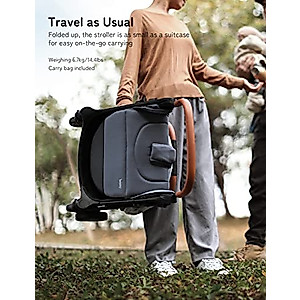 Baby Lightweight Travel Stroller, Besrey Self Folding Automatic Baby Carriage with One-Hand Gravity Fold, Waterproof Canopy, Toddler Compact Portable Stroller with Shock-Absorbing Wheel, up to 50lbs