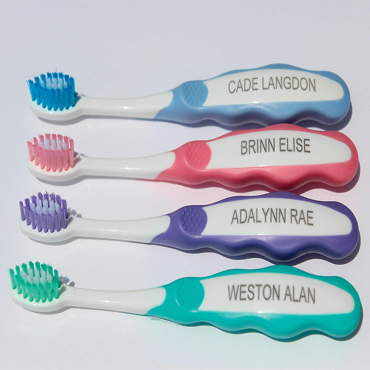 Personalized Toothbrush Kids Manual Toothbrush Age 2-6 4 Color Variety Pack Any Name/Message Engraved 4 Pack - Personalized Gift