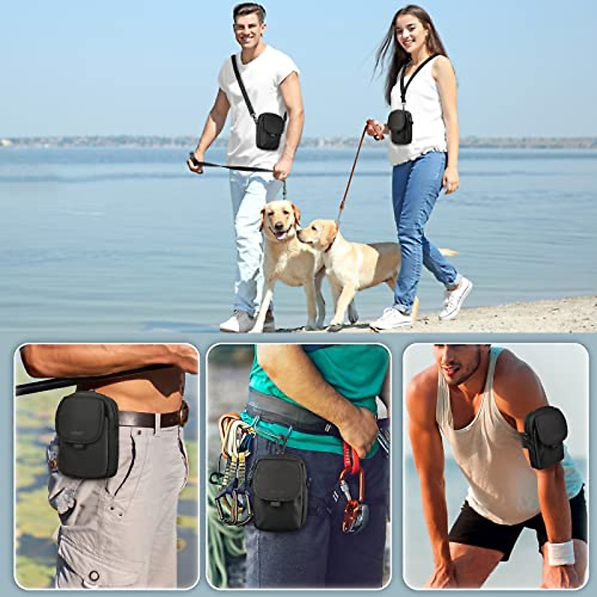 Heelay Shoulder Travel Crossbody Side Bag with Arm Band,Fits iPhone and Android,Use for Running, Walking, Hiking & Biking 6.7 * 4.7In (Black)