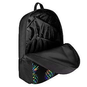 AmzPrint 17 Inch Lightweight Carry On Pineapple Backpack For Girls Elementary Middle School 3d Printing Abstract Art