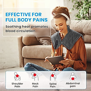 Weighted Heating Pad for Neck and Shoulders- 2.4lb Electric Neck Heating Pads for Neck Cramps Pain Relief, Heat Pads with 6 Heating Levels, 4 Auto-Off, Gifts for Women Men Mom Dad, 22"x22"