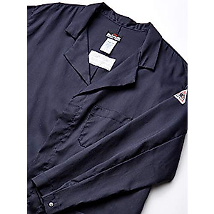 Bulwark FR mens Fr Concealed Snap-front medical lab coats, Navy, X-Large US