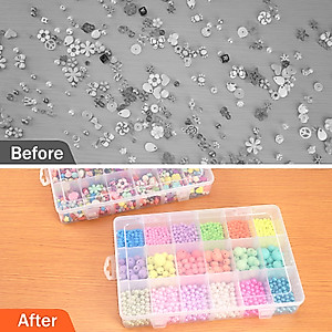 Bluedale 18 Grids Plastic Bead Organizer Box, Detachable Craft Organizer Container, Large Compartment Box with Dividers for Jewelry, Art DIY, Washi Tapes, Fishing Box, Tackle Box