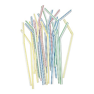 Party Bargains Flexible Drinking Straws 40 Count, Striped Colors, Disposable Plastic Straws, 0.23” diameter 7.63” long, Pack of 1