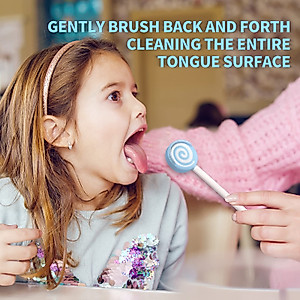 Y-Kelin Kids Tongue Scraper for Ages 2-8, 100% BPA-Free Silicone Cleaner – Cute Lollipop with Easy-to-Grasp Handles and Smiley Covers, Helps Freshen Bad Breath, Pack of 2