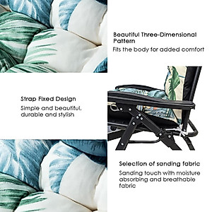 Srutirbo Waterproof Patio Lounge Chair Cushion, Indoor Outdoor Floral Printed Sun Lounger Pad Replacement with Ties, Rocking Chair Sofa Cushion Non-Slip High Back Chair Cushions, 66 Inch (Grey)