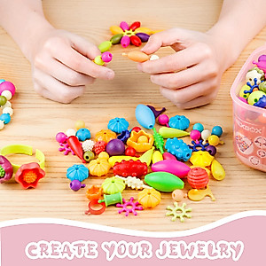 NEXBOX Girls Crafts Jewelry Making Kit for Toddlers - Pop Beads Toys Sets for Little Kids Age 3 4 5 6 Year Old, Ideas Birthday Gifts