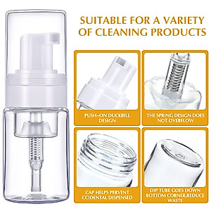 50 Pack Foam Pump Bottle 1oz/ 30ml Refillable Dispenser Travel Size Plastic Mini Foam Pump Bottle Lash Shampoo Bottles Portable Clear Mini Foaming Bottle for Shampoo Cleaning Lash Cosmetics Packaging